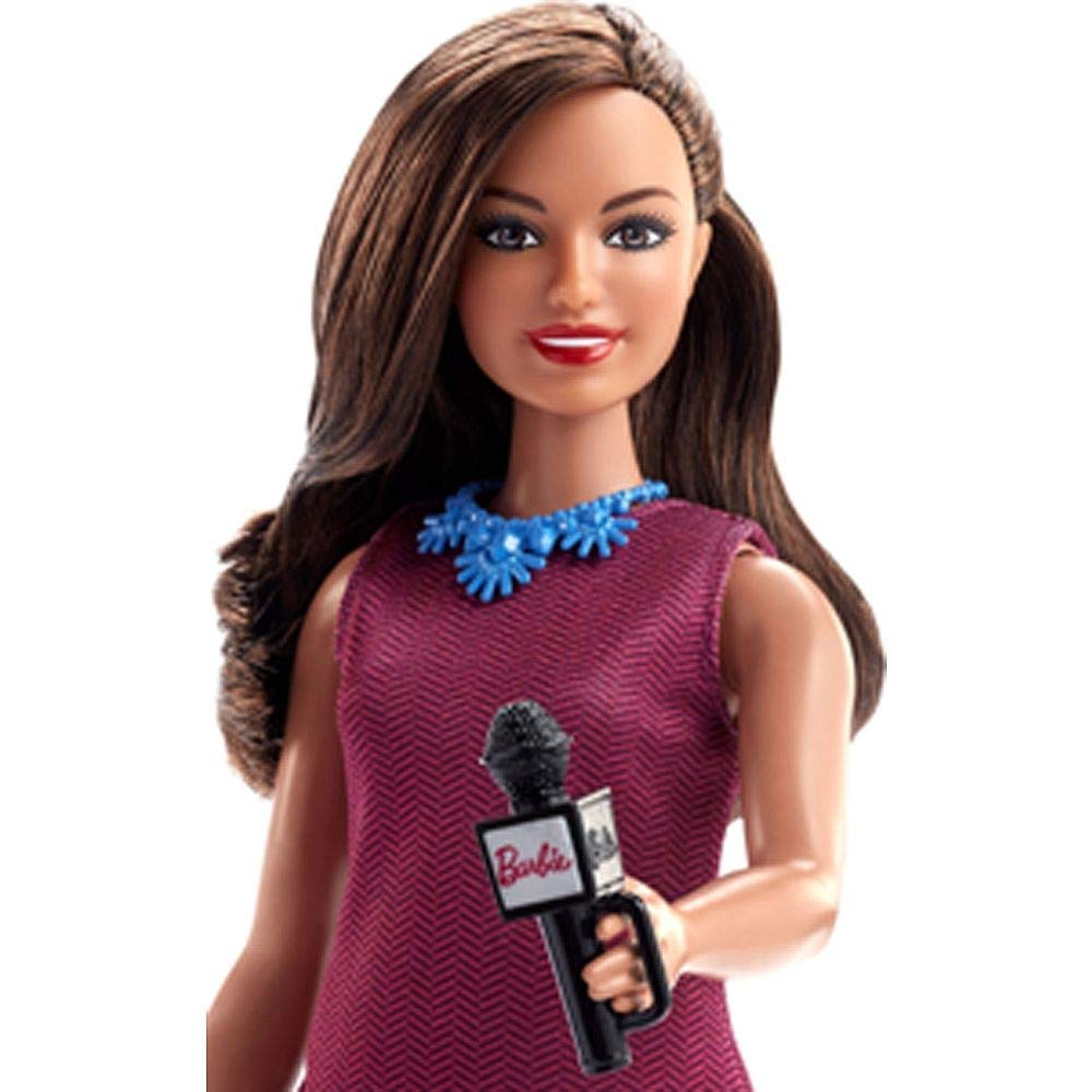 Barbie News Anchor Doll, Brunette Curvy Doll with Microphone, for 3 to ...